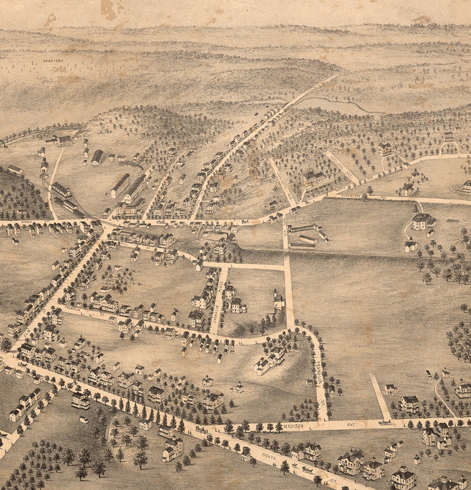 Map of Morristown Morris Co. New Jersey 1876. Vintage - Etsy