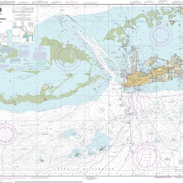 Key West Harbor Map Nautical Chart - Etsy