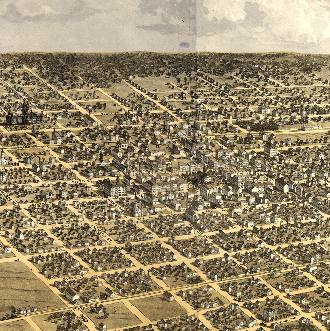 Map of Springfield Sangamon County Illinois 1867. Vintage | Etsy