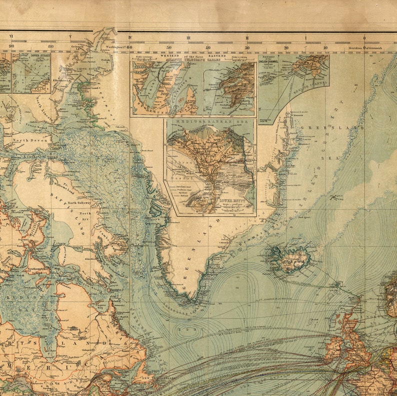 Chart of the World on Mercators Projection. 1882. Vintage Home | Etsy