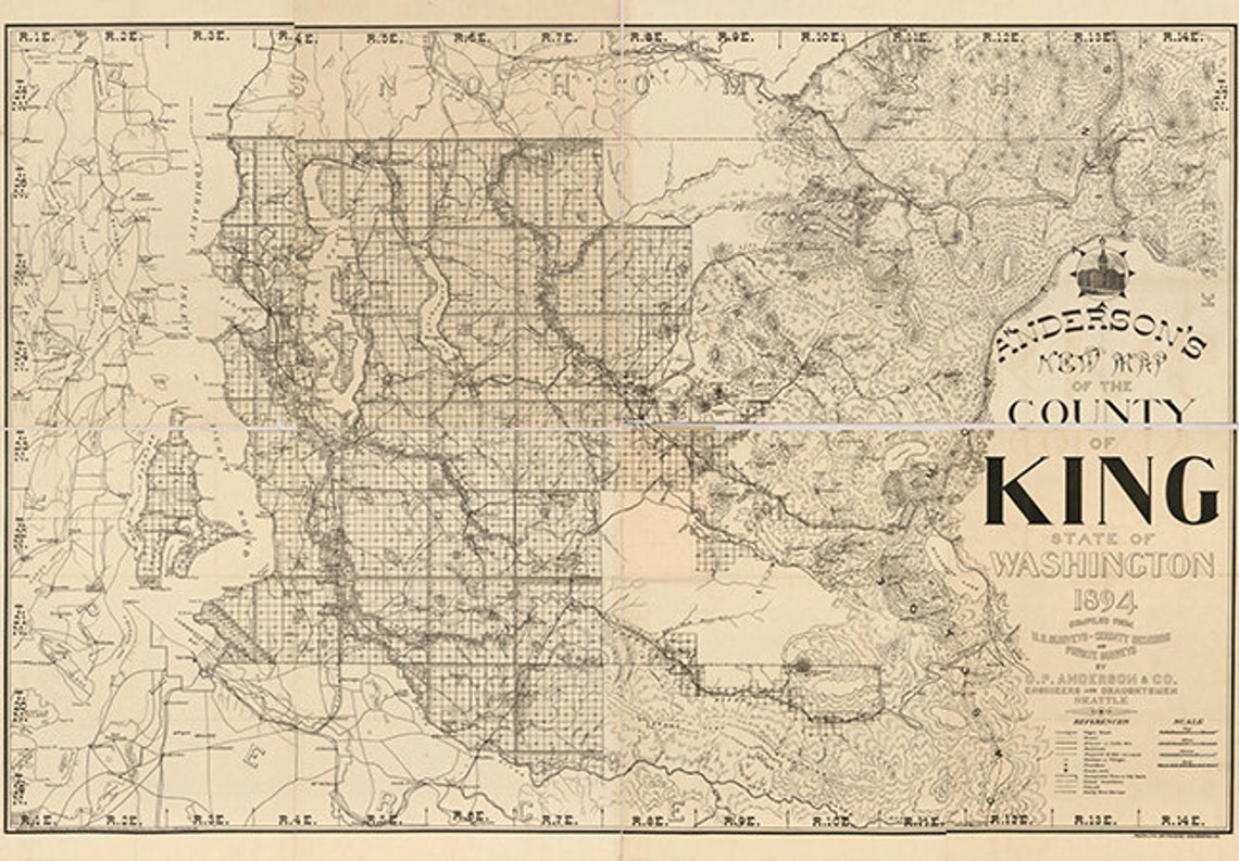 Map of King County, Washington WT., 1894. Vintage Restoration Hardware ...