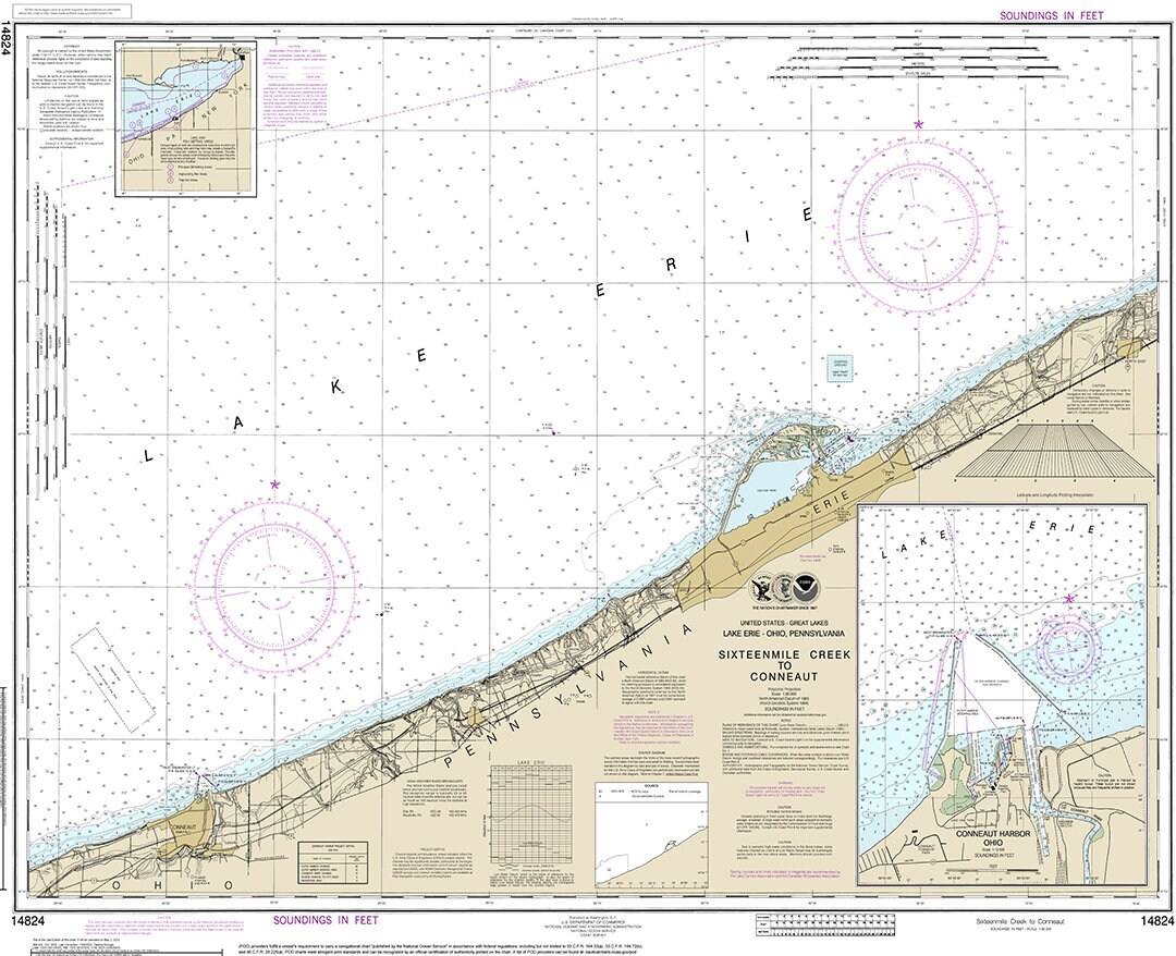 NOAA Nautical Charts of Sixteenmile Creek to Conneaut, Conneaut Harbor ...