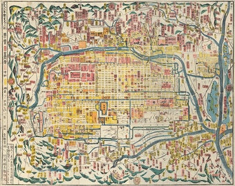 Map of Kyoto. Vintage Restoration Hardware Home Deco Style Old | Etsy