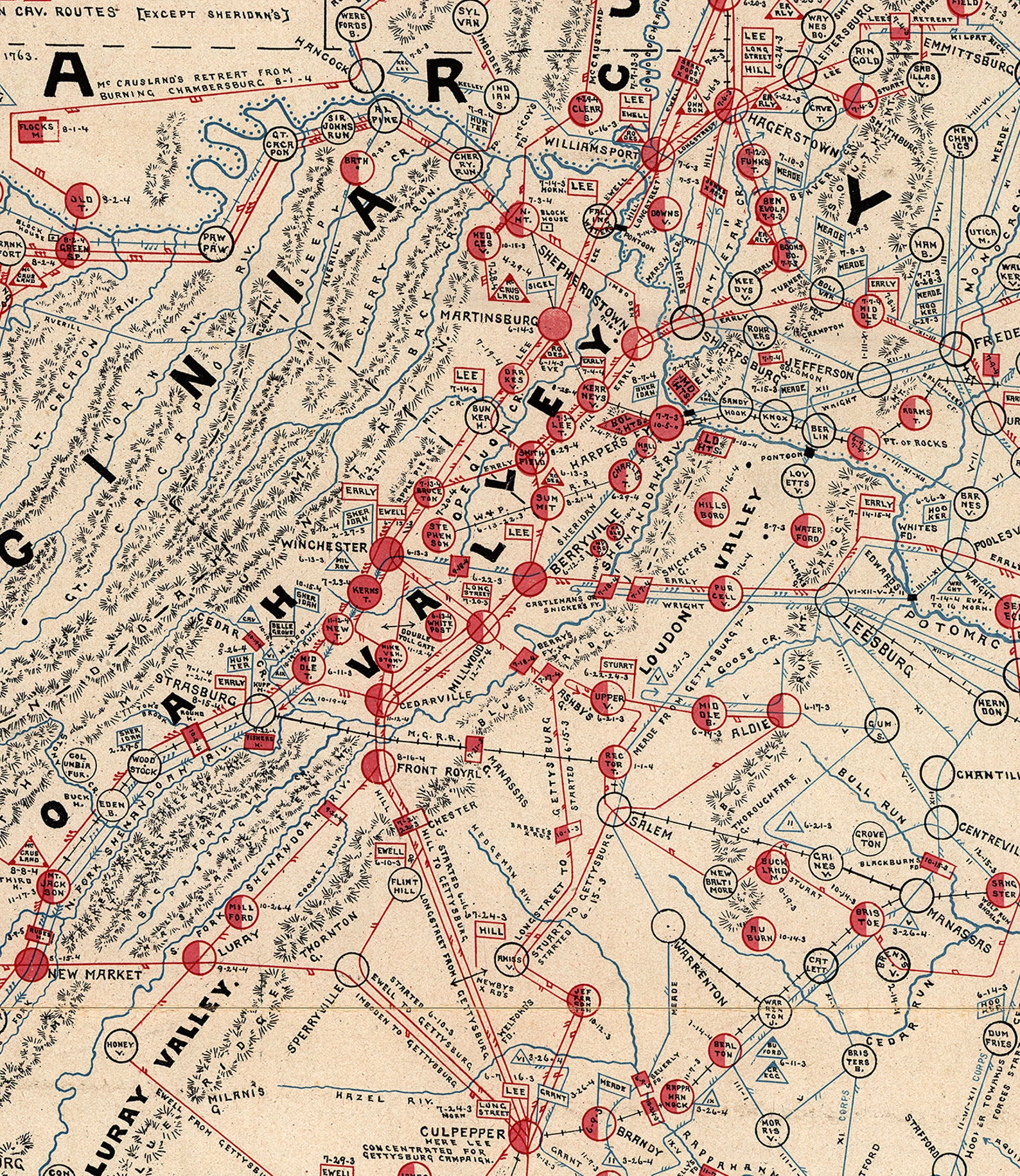 Map of the Main Battlefields Routes Camps and Head Qrs. in - Etsy