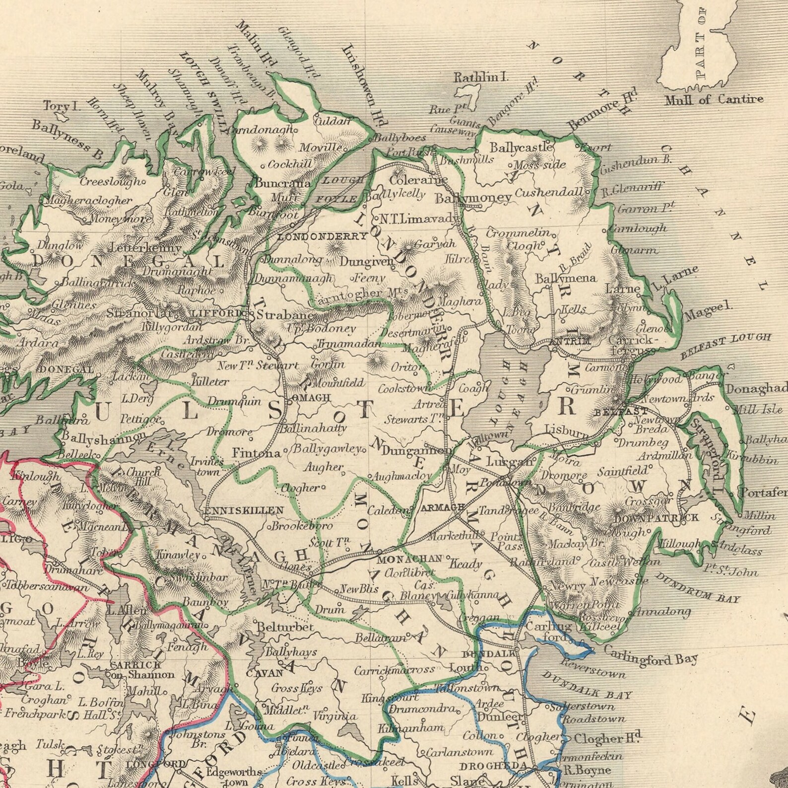 Map of Ireland, 1851. Vintage Home Deco Style Old Wall Reproduction Map ...
