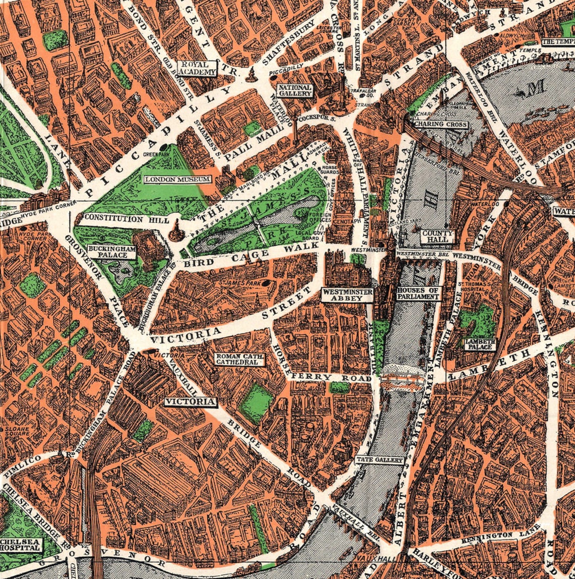 Pictorial Map of London England U.K. 1925. Vintage | Etsy