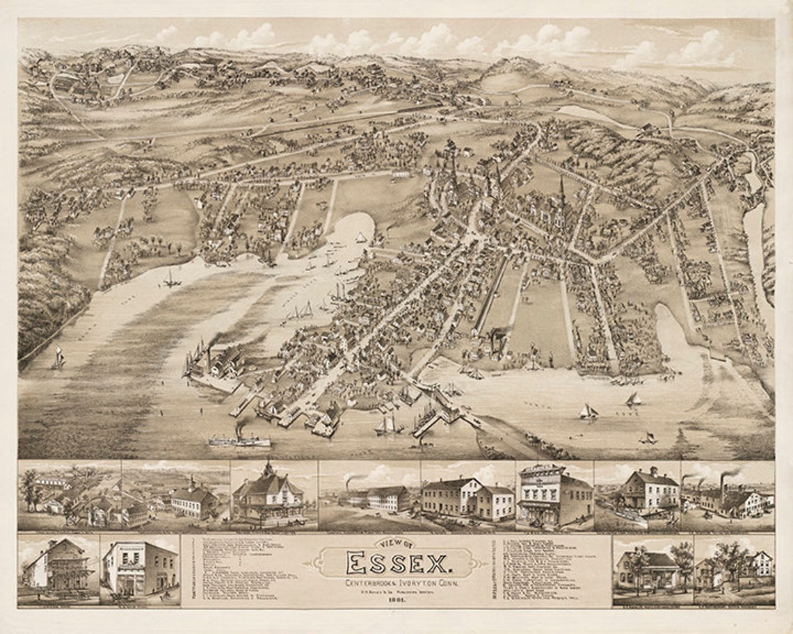 Map of Essex, Centerbrook & Ivoryton, Middlesex County, Connecticut CT ...