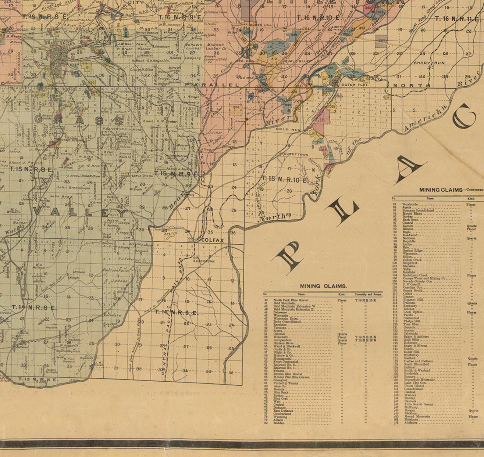 Nevada County Map California CA 1880. Vintage Restoration - Etsy