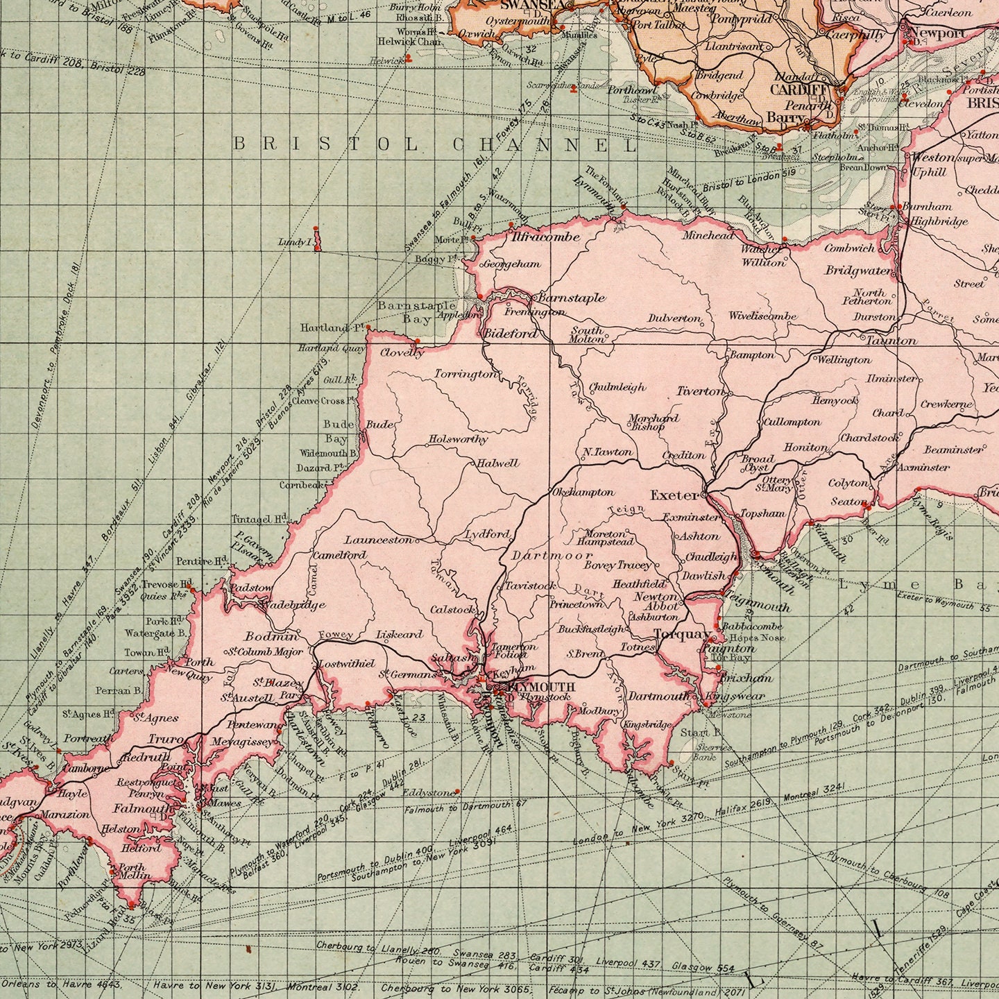Nautical Chart of the English Channel 1905. Vintage Home Deco | Etsy