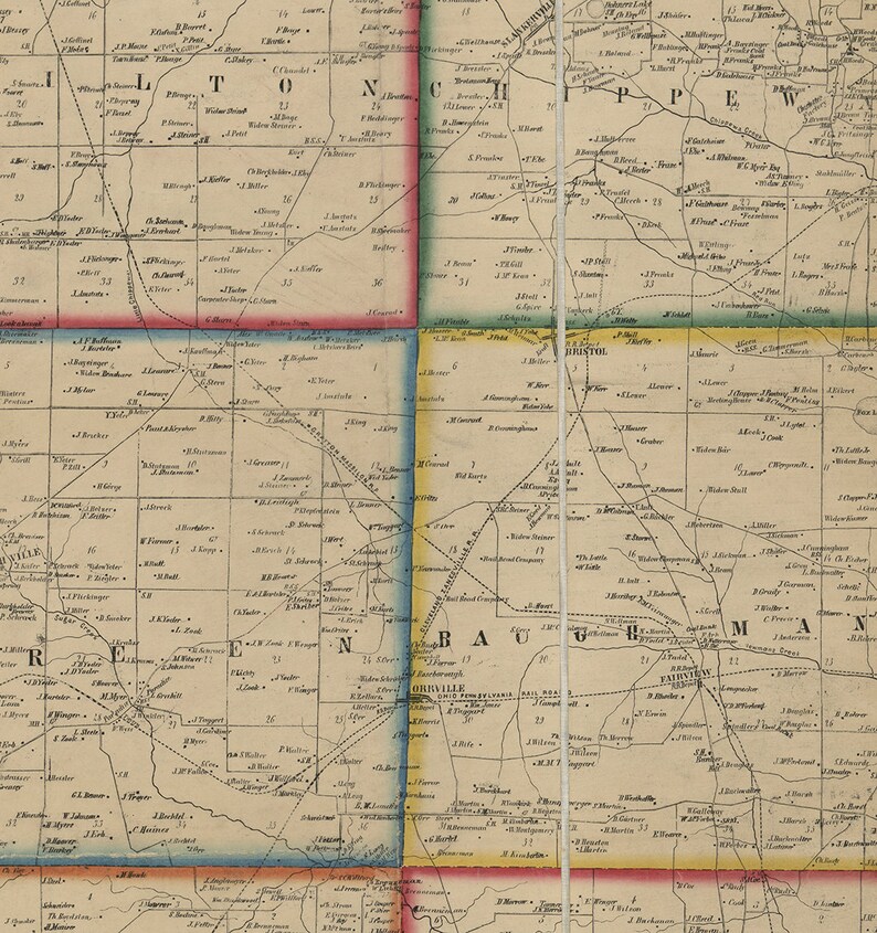 Map of Wayne County Pennsylvania PA 1856. Vintage - Etsy