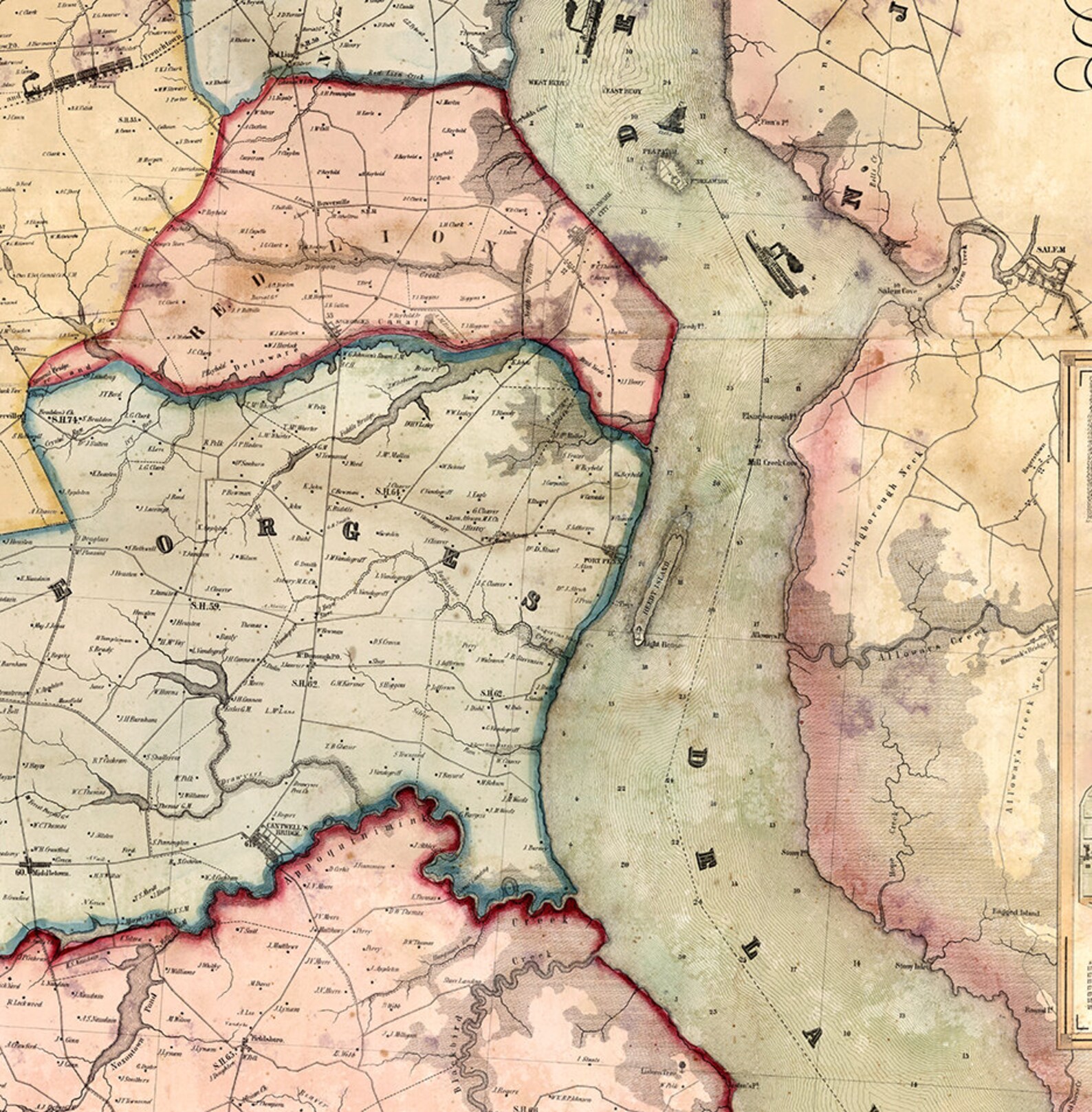 Map of New Castle County, Delaware. 1849. Restoration Hardware Home ...
