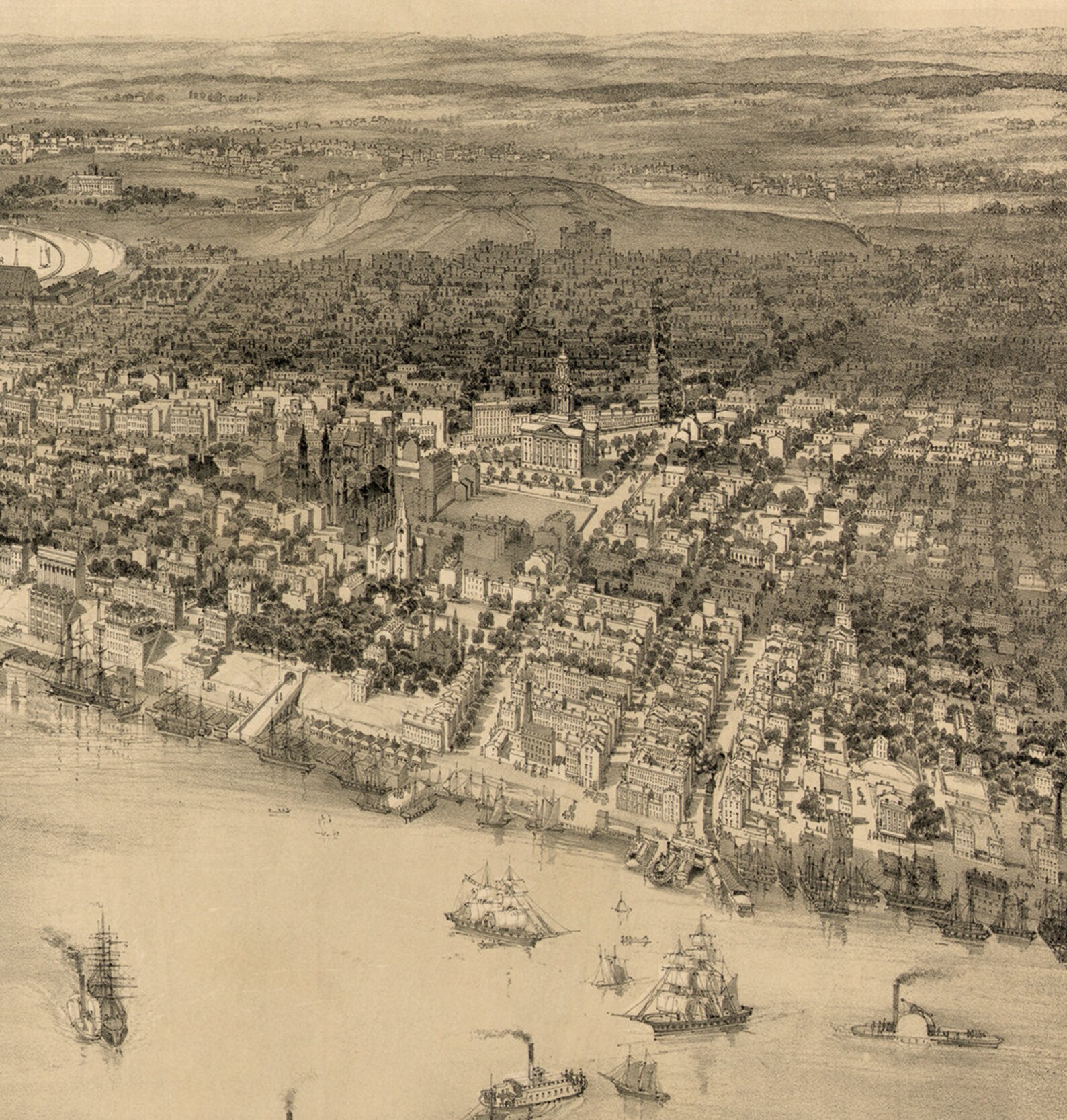 Map of Manhattan New York City Brooklyn Battery Park | Etsy