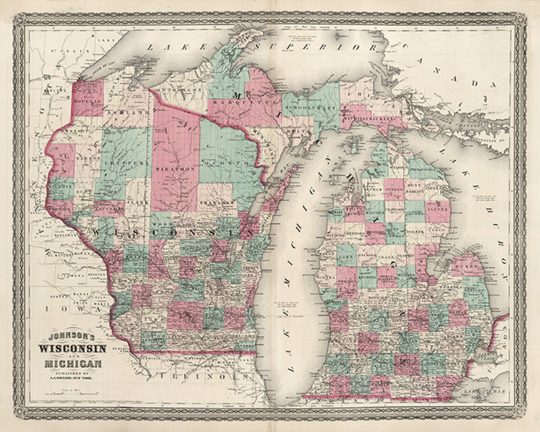 Map of the Wisconsin, Lake Superior and Upper Peninsula, 1864 ...