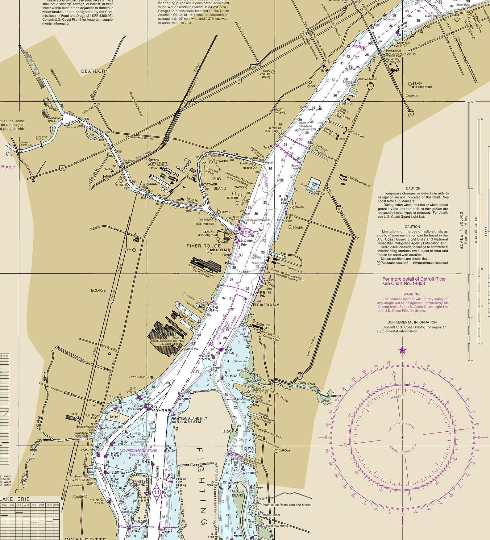 Nautical Charts of Detroit River. Michigan. Great Lakes. Lake - Etsy