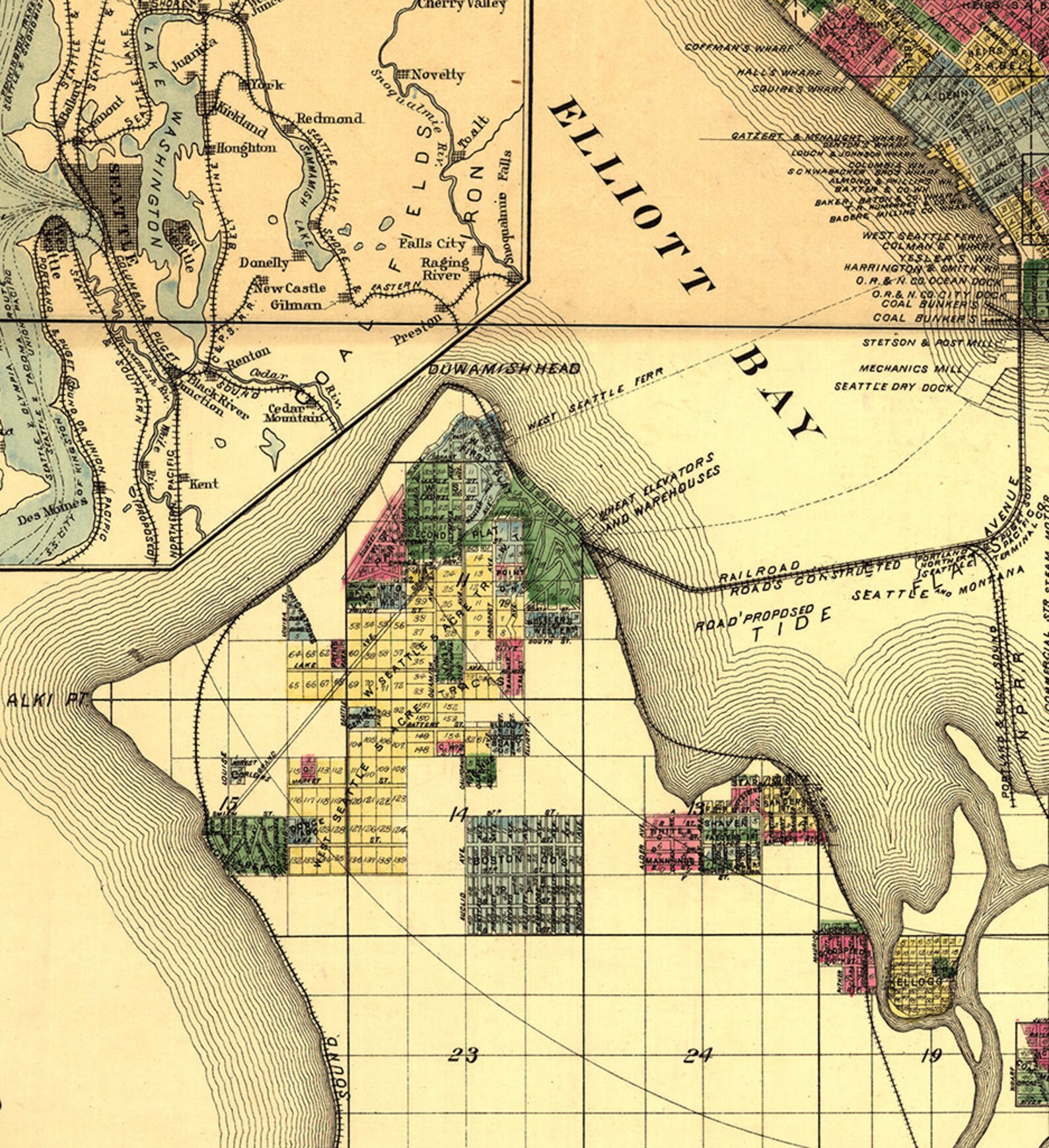 Guide Map of Seattle, Washington WA, 1890. Restoration Hardware Home ...