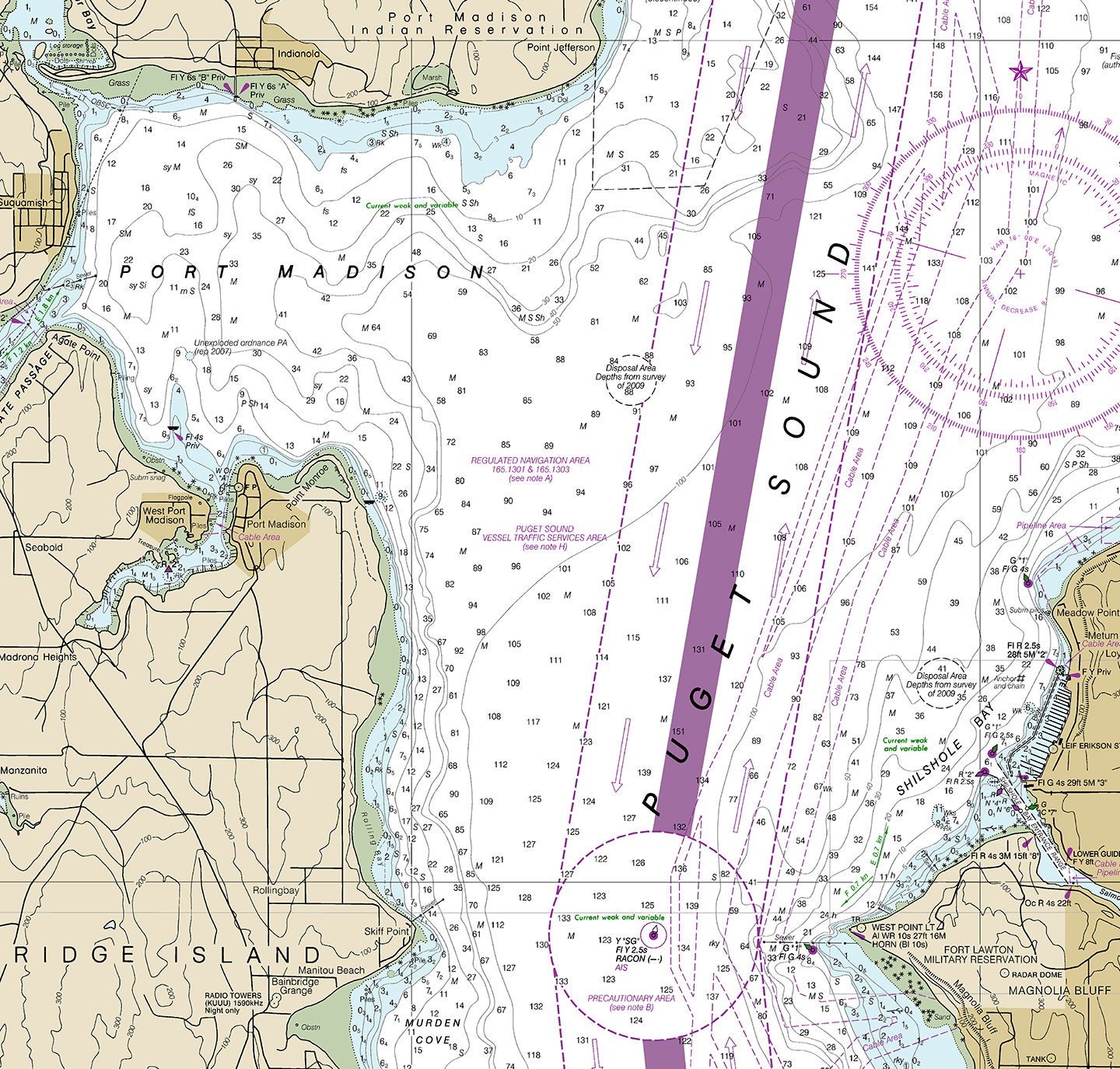 Noaa Nautical Charts Of Puget Sound Oak Bay To Shilshole Bay Etsy