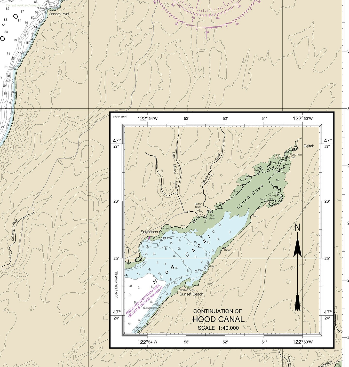 Nautical Charts of Puget Sound. Hood Canal and Dabob Bay 18476 West ...