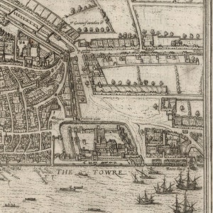 Map of London, 1579. Vintage Restoration Hardware Home Deco Wall ...