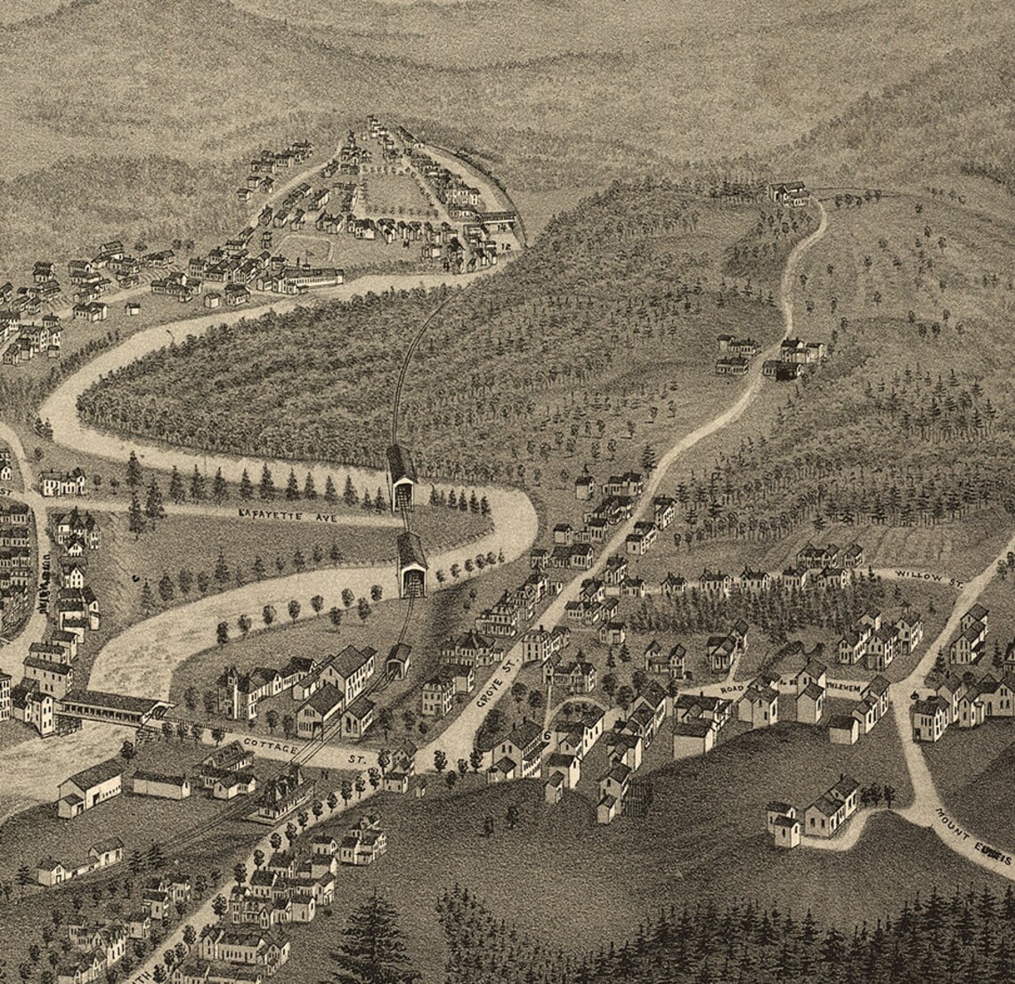 Map of Littleton, Grafton County, New Hampshire NH 1883. Bird's Eye ...