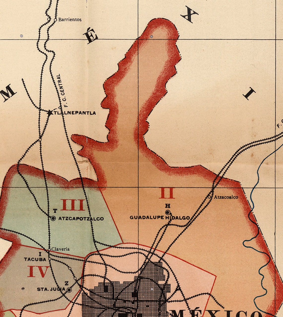 Map of Distrito Federal Mexico 1922. Vintage Restoration - Etsy
