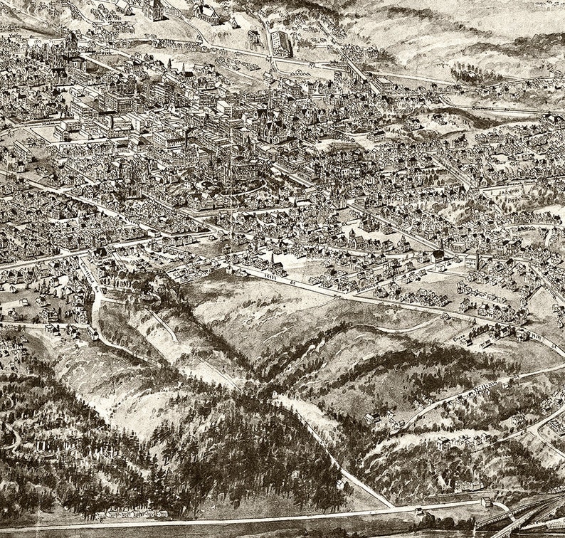 Map of Asheville Buncombe Co. North Carolina N.C. 1912. - Etsy