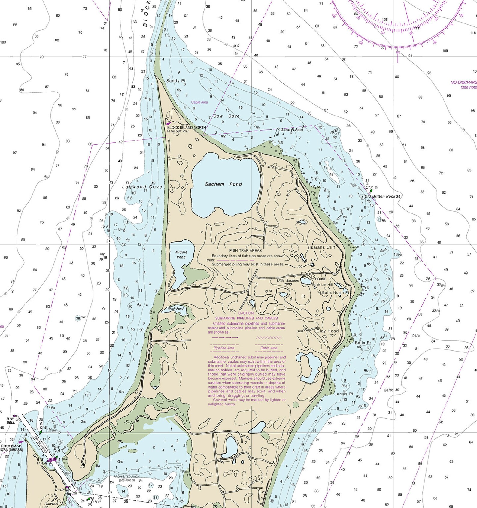 Nautical Charts of Block Island, Rhode Island. 13217 Montauk Point New ...