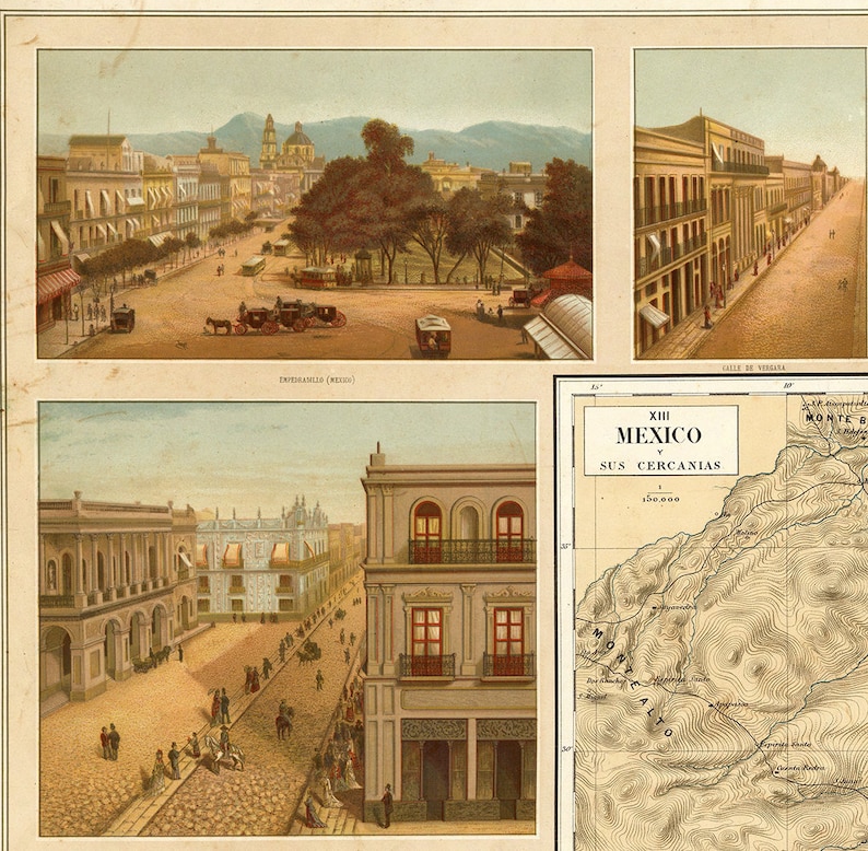 Map of Mexico and Its Suburbs 1885. Mexico Y Sus Cercanias. - Etsy