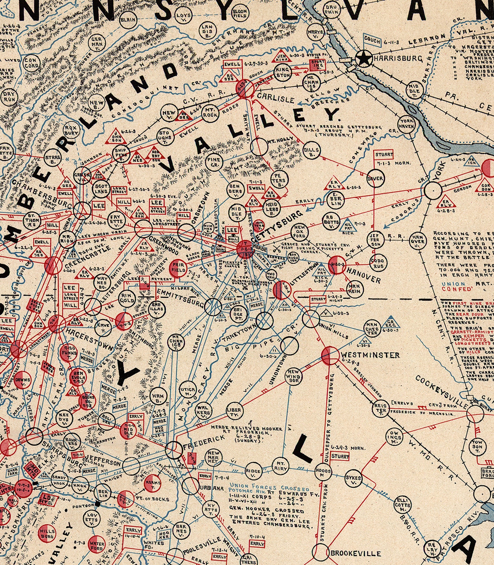 Map of the Main Battlefields Routes Camps and Head Qrs. in - Etsy