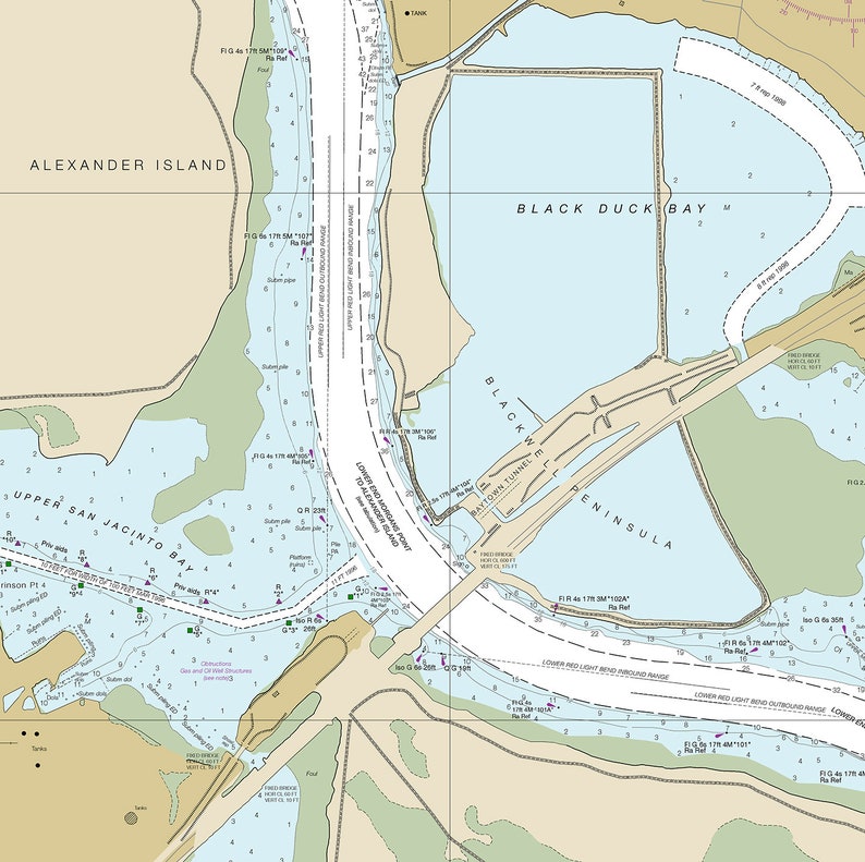 Nautical Charts of Houston Ship Channel Atkinson Island to - Etsy