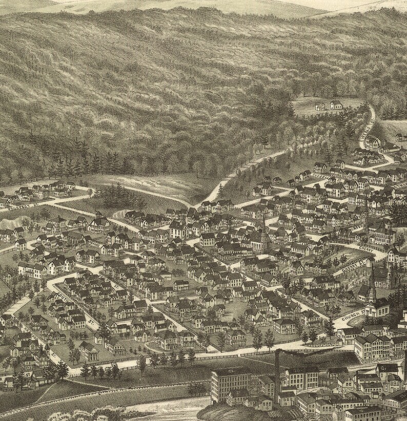 Map of Bellows Falls town of Rockingham Windham Co. Vermont | Etsy
