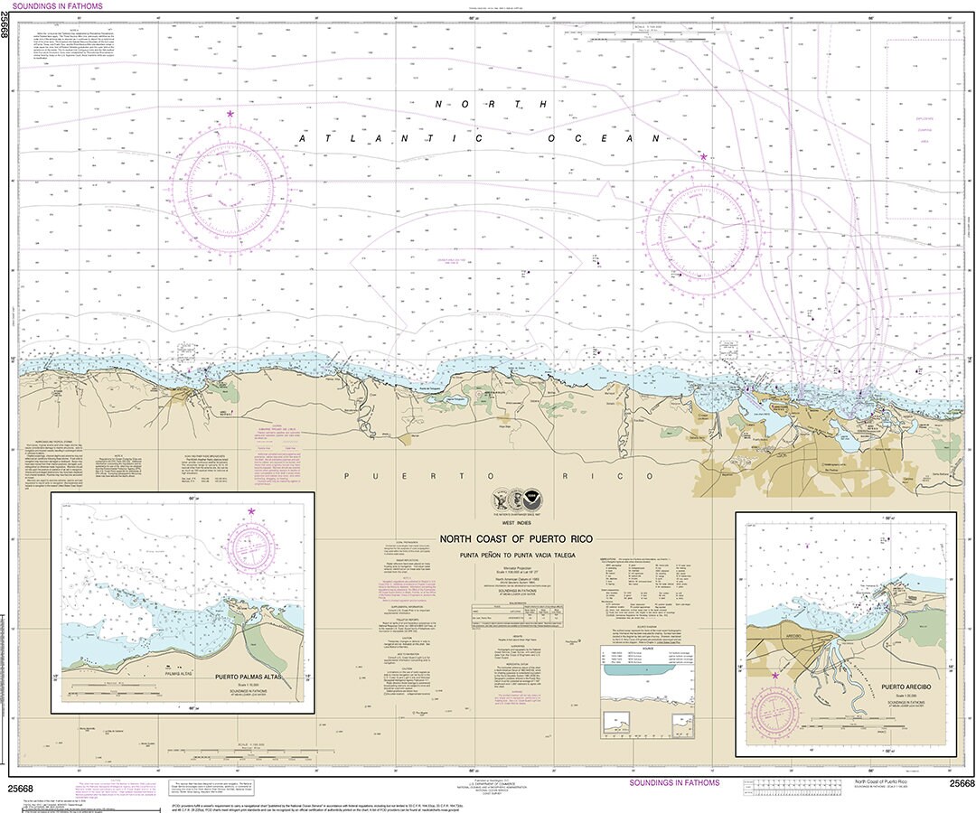 Nautical Charts of North Coast of Puerto Rico Punta Penon to Punta ...