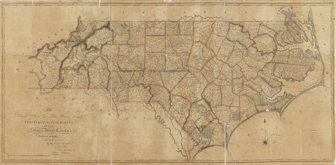 Map of North Carolina NC, 1808. Restoration Hardware Home Deco Style ...