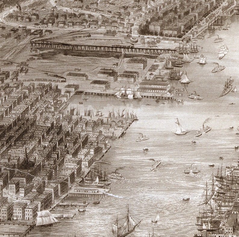 Manhattan New York City. Includes Numbered Key to Prominent | Etsy