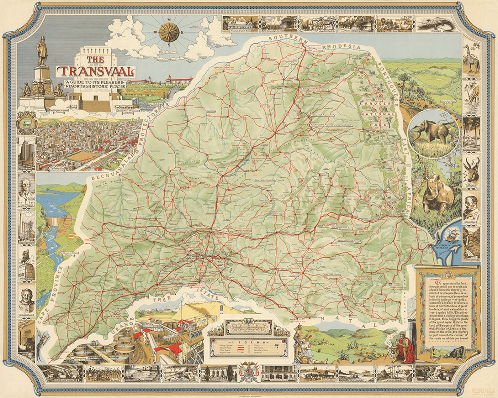 Map of the Transvaal : a Guide to Its Pleasure Resorts & - Etsy