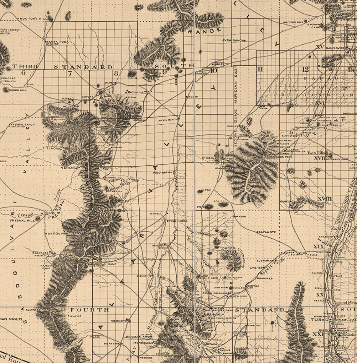 Map of Pima County, Arizona, 1893. Restoration Hardware Home Deco Style ...