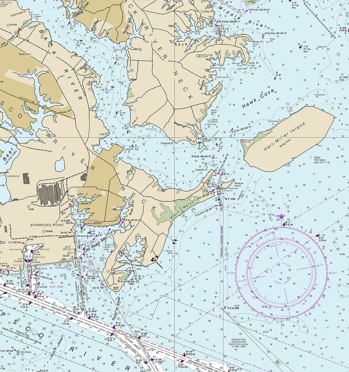 Nautical charts of Chesapeake Bay Approaches to Baltimore | Etsy