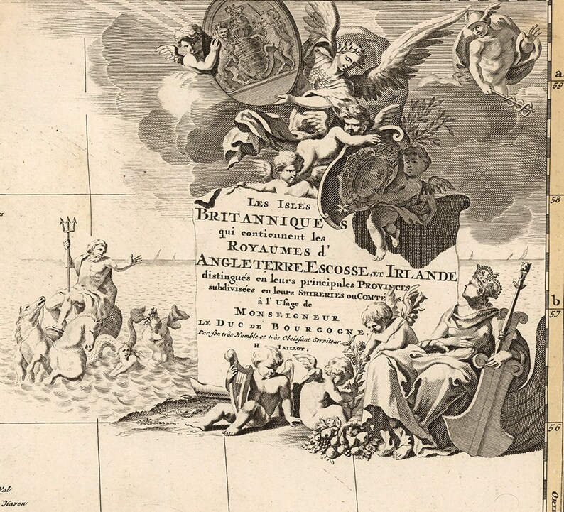 Map of British Isles, 1740. Vintage Restoration Hardware Home Deco ...