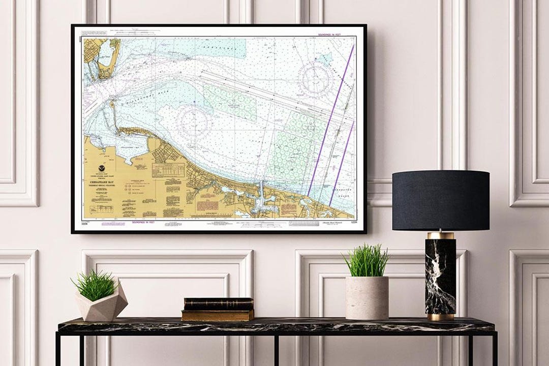 Chesapeake Bay Thimble Shoal Channel Virginia Nautical Wall Art ...