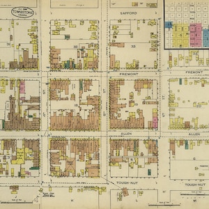 Map of Tombstone, Arizona Old Map - Wall Map Art Print. Reproduction ...