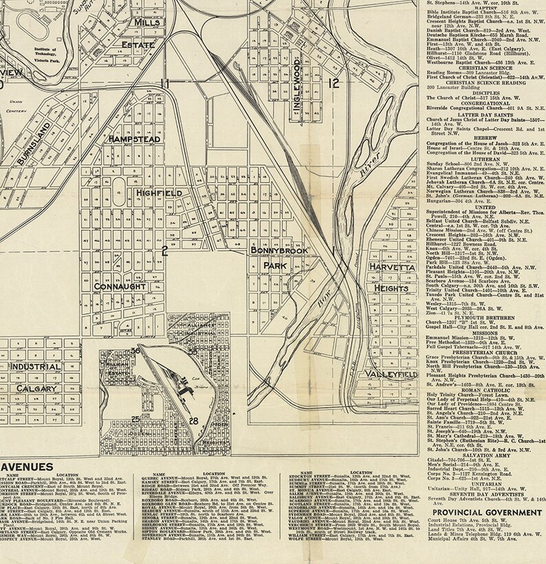Map of Calgary Alberta Canada in 1946. Restoration Hardware | Etsy
