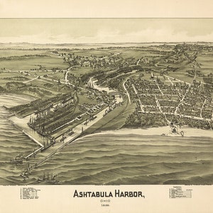 Map of Ashtabula Harbor, Ashtabula Co., Ohio. 1896. Home Deco Style Old ...