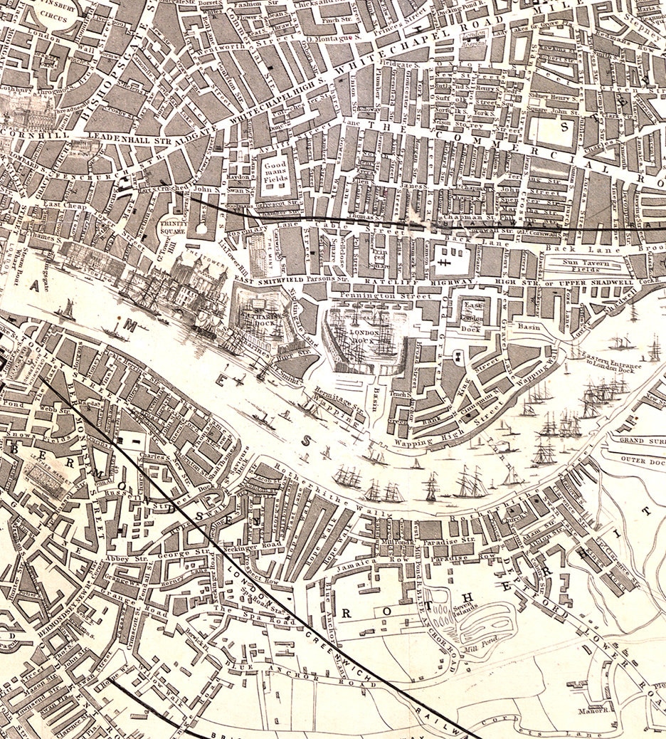 Map of London 1845. Vintage Restoration Hardware Home Deco - Etsy UK