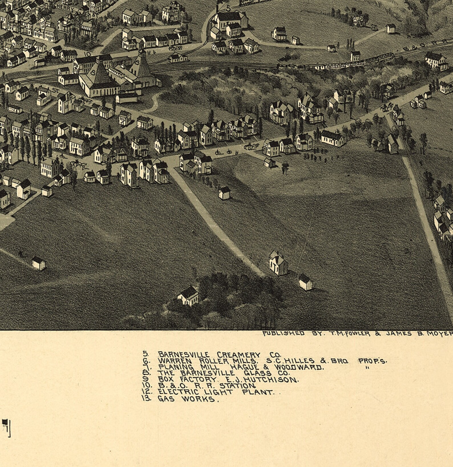 Map of Barnesville, Ohio, Belmont County, Ohio OH, 1899. Restoration ...
