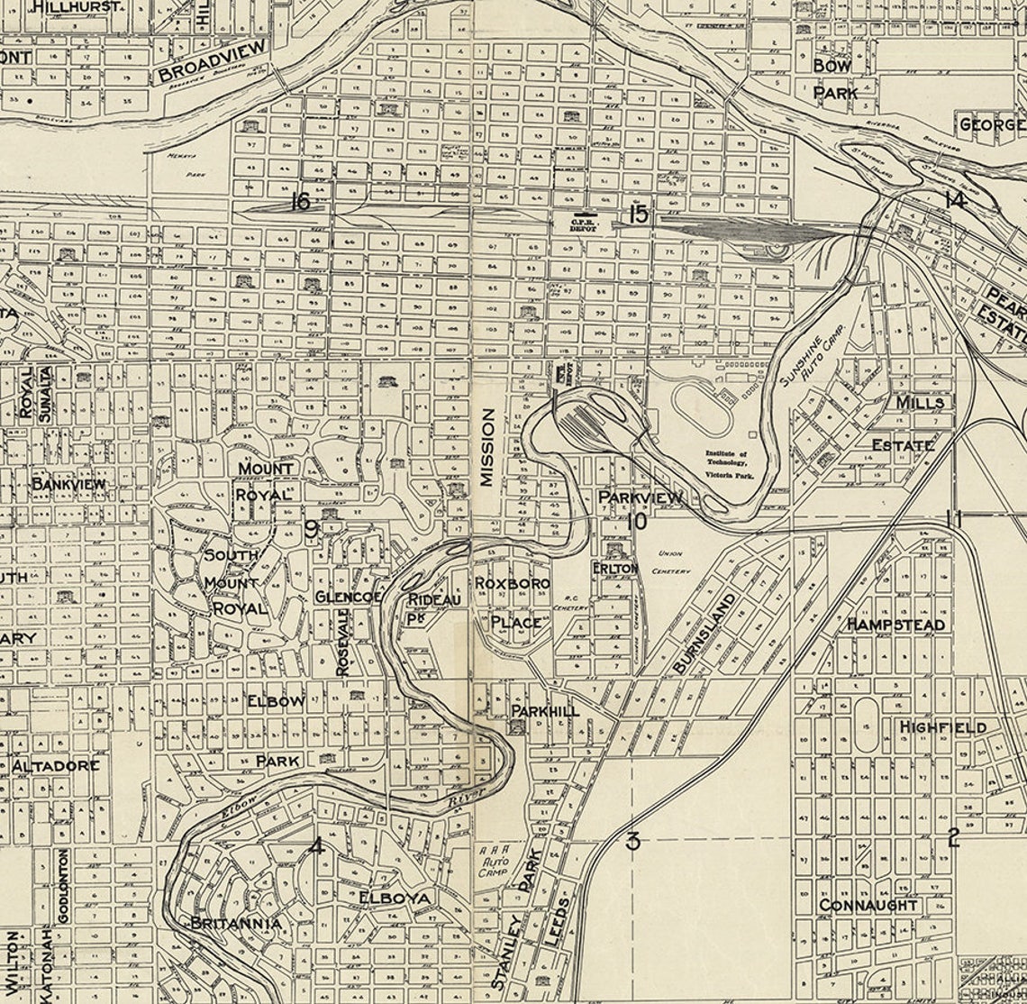 Map of Calgary Alberta Canada in 1946. Restoration Hardware | Etsy