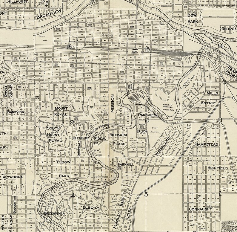 Map of Calgary Alberta Canada in 1946. Restoration Hardware | Etsy