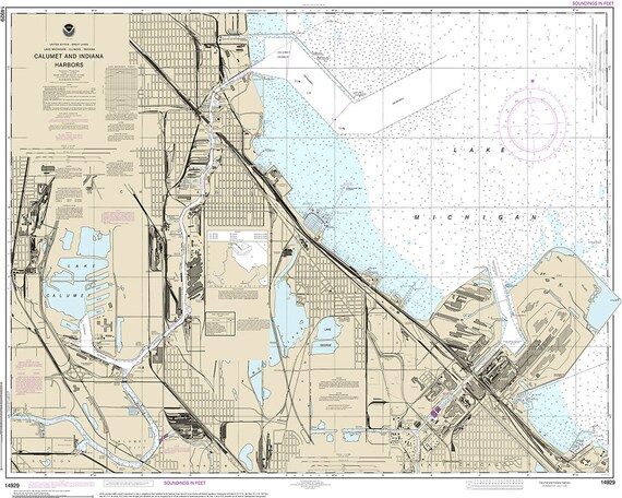 Nautical Chart of Calumet and Indiana Harbors. Lake Michigan. | Etsy
