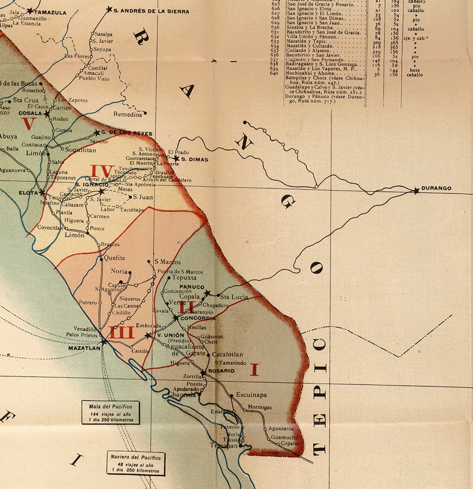 Map of Sinaloa, Mexico, 1904. Vintage Restoration Hardware Home Deco ...