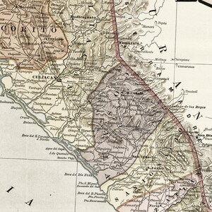 Map of Sinaloa. Mexico 1886. Vintage Restoration Hardware Home Deco ...