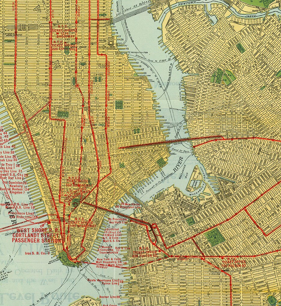 Map of New York Central Line 1918. the Heart of Grand Central | Etsy