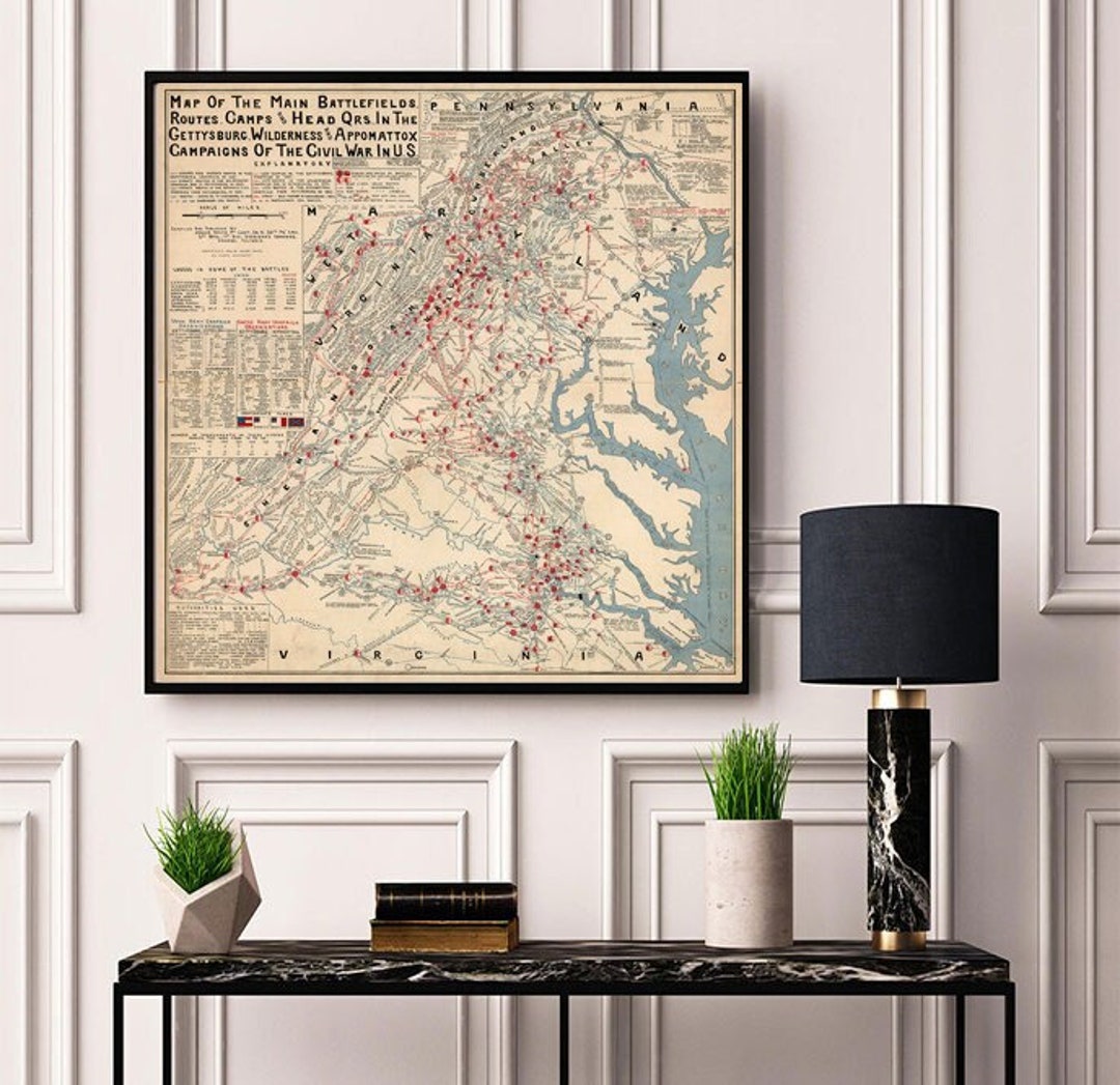 Map of the Main Battlefields, Routes, Camps and Head Qrs., in the ...